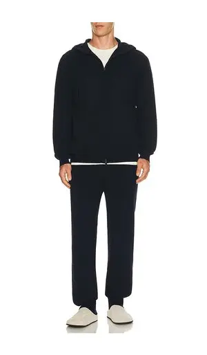 LISA YANG Emerson Hooded Zip Sweater In Blue