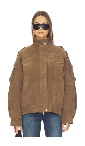 Source Unknown Tova Bomber Jacket In Olive