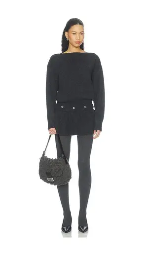 Source Unknown Corinth Peplum Sweater In Grey - Charcoal