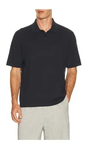 LISA YANG Keir Sweater Short Sleeve Polo In Blue