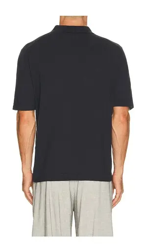 LISA YANG Keir Sweater Short Sleeve Polo In Blue