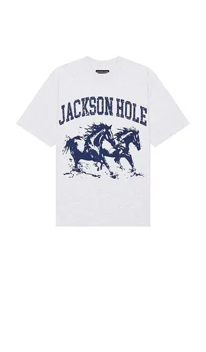 DIAMOND CROSS RANCH Blue Horses Tee In Grey