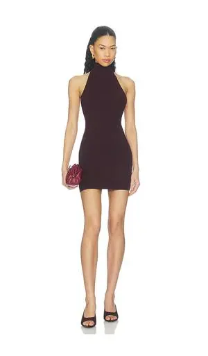 LOVERS AND FRIENDS Ennie Mock Neck Dress In Burgundy - Wine