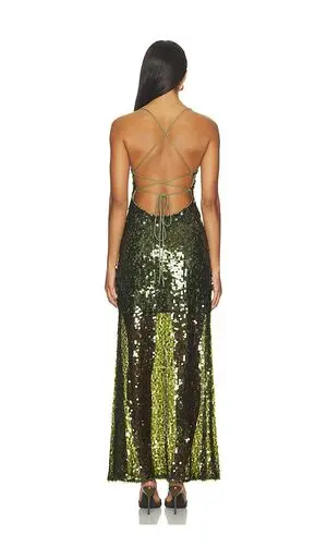 WITH HARPER LU Backless Gown In Green
