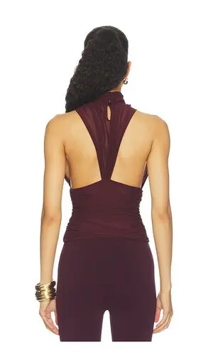 SEROYA Lori Mesh Top In Burgundy