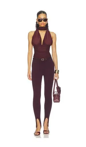 SEROYA Lori Mesh Top In Burgundy
