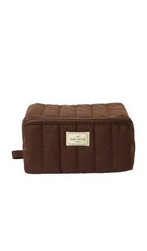 FLAT LAY LONDON Marshmallow Flat Lay Makeup Box Bag - Espresso