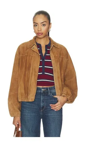 Joe's Jeans The Bella Suede Bomber Jacket In Tan