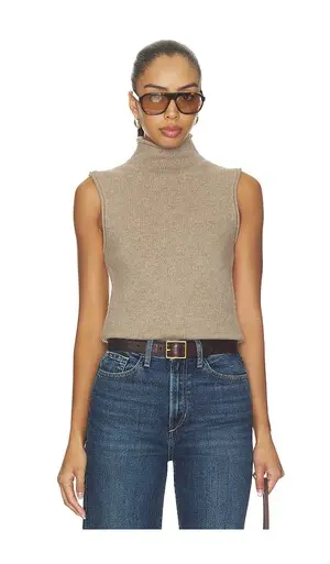 Joe's Jeans The Stevie Sleeveless Roll Neck Sweater In Taupe - Mink