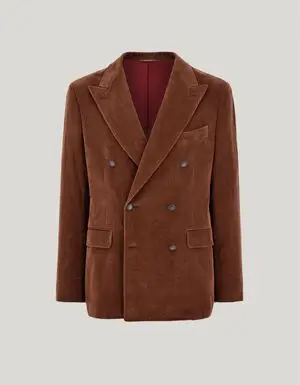 Canali Cocoa Cotton Velvet Double-breasted Modern-fit Jacket