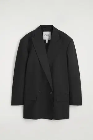 Cos Contrast-lined Double-breasted Blazer - Black