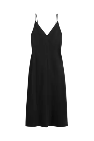 Cos Crepe Midi Slip Dress - Black