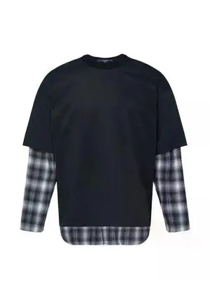Comme Des Garçons Layered Check-pattern T-shirt - Black