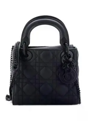 Dior Ultra Matte Lady Chain Bag Cannage Quilt Calfskin Mini Shoulder Bag - Black