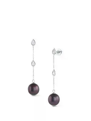 BAGGINS Diamond And Tahitian South Sea Pearl Drop Earrings - Silver