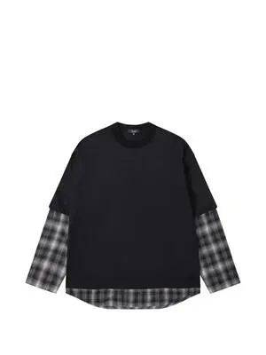 Comme Des Garçons Layered Check-print T-shirt - Black