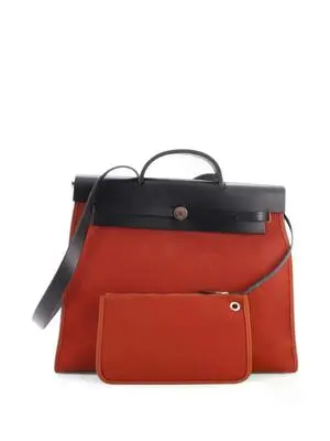Hermès Herbag Zip Leather And Toile 39 Satchel - Brown