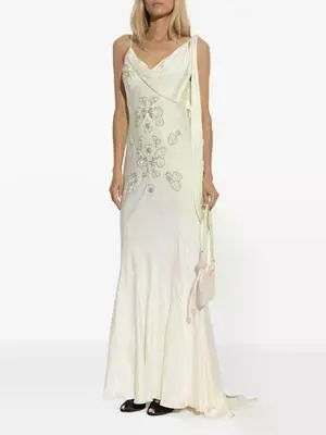 SELF-PORTRAIT Embellished Satin Maxi Dress