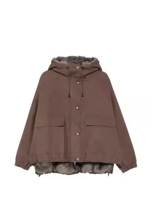 VALENTINI 1972 Faux-fur-trim Hooded Coat - Brown