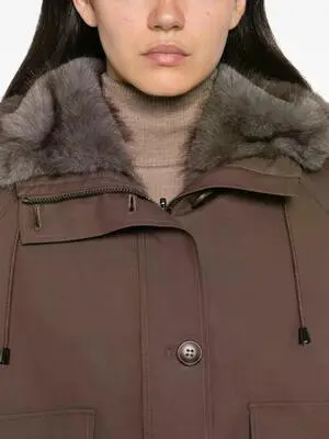 VALENTINI 1972 Faux-fur-trim Hooded Coat - Brown