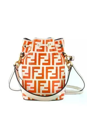 Fendi Mon Tresor Zucca Embossed Leather Mini Bucket Bag - Orange