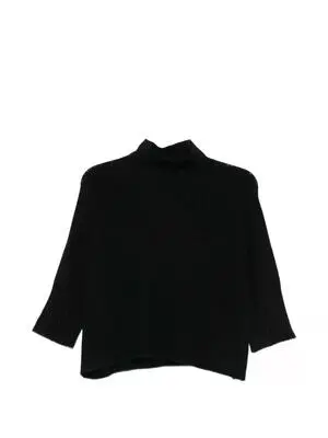VELA SHOP Ribbed-knit High-neck Sweater - Black