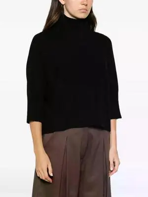 VELA SHOP Ribbed-knit High-neck Sweater - Black