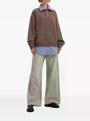 TOUT A COUP Striped Layered-effect Sweater - Red