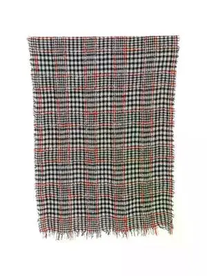 Faliero Sarti Check-pattern Frayed-edge Scarf - White