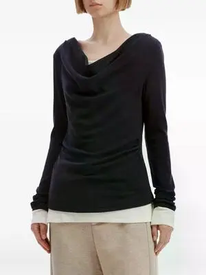 B+AB Cowl-neck Layered-effect Top