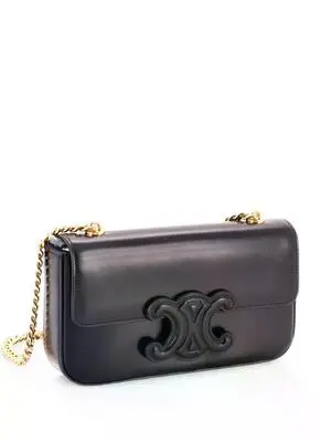 Celine Triomphe Chain Leather Small Shoulder Bag - Black