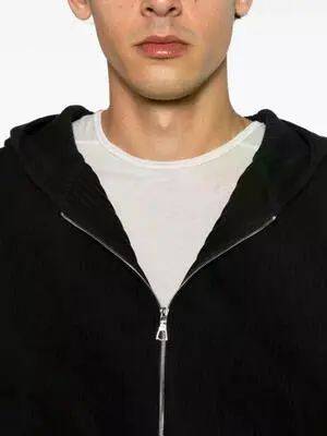 SUNFLOWER Ribbed-knit Zip-up Hoodie
