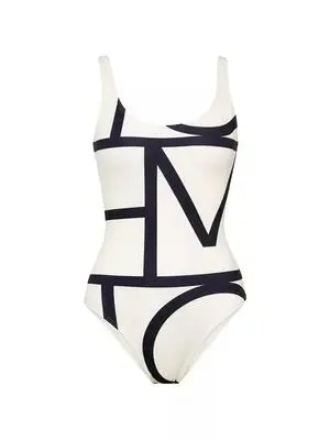 TOTEME Monogram-print Swimsuit - Neutrals