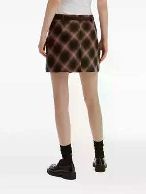 B+AB Check-pattern Belted Mini Skirt