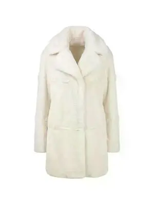 Ermanno Scervino Faux-fur Notched-lapel Coat - Neutrals