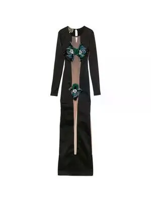 MITILIANE COUTURE Floral-embellished Cut-out Maxi Dress - Black