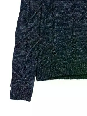 Alpha Studio Aran Cable-knit Crew-neck Sweater