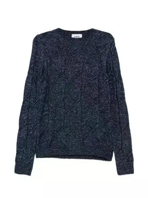 Alpha Studio Aran Cable-knit Crew-neck Sweater - Blue