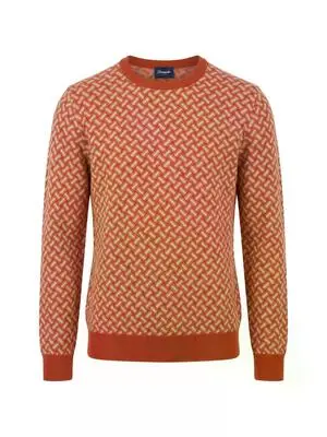 DRUMOHR Geometric-pattern Cashmere Sweater - Orange