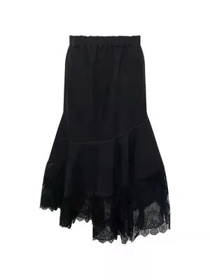 RENLI SU Mermaid Lace-trim Panelled Midi Skirt - Black