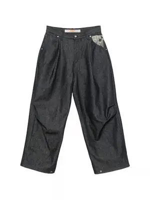 PDF Pleated Wide-leg Jeans