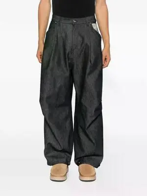 PDF Pleated Wide-leg Jeans