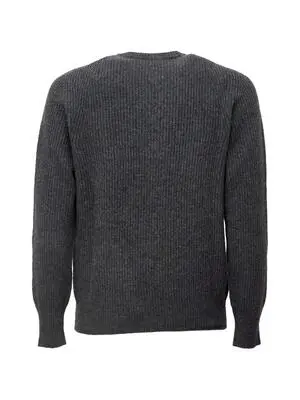 AMARANTO Ribbed-knit Henley Sweater - Grey