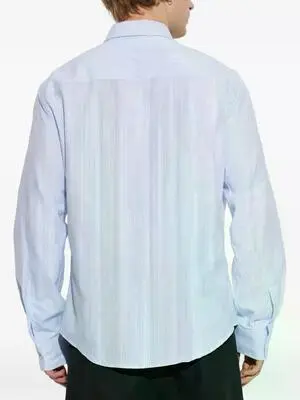 AMI Paris Striped Cotton Shirt With De Coeur