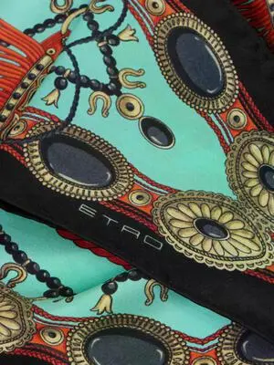 Etro Diamond-shaped Silk Scarf With Jewel Motif