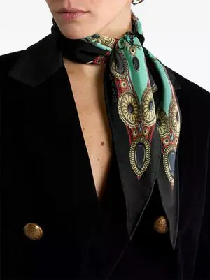 Etro Diamond-shaped Silk Scarf With Jewel Motif