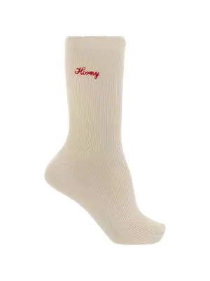 CARNE BOLLENTE Embroidered Ribbed Socks