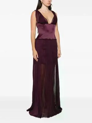 Ermanno Scervino Pleated Maxi Dress - Purple