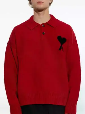 AMI Paris De Coeur Long-sleeve Polo Shirt