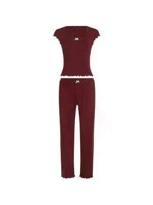 Karl Lagerfeld Autograph Pointelle Pyjama Set - Red